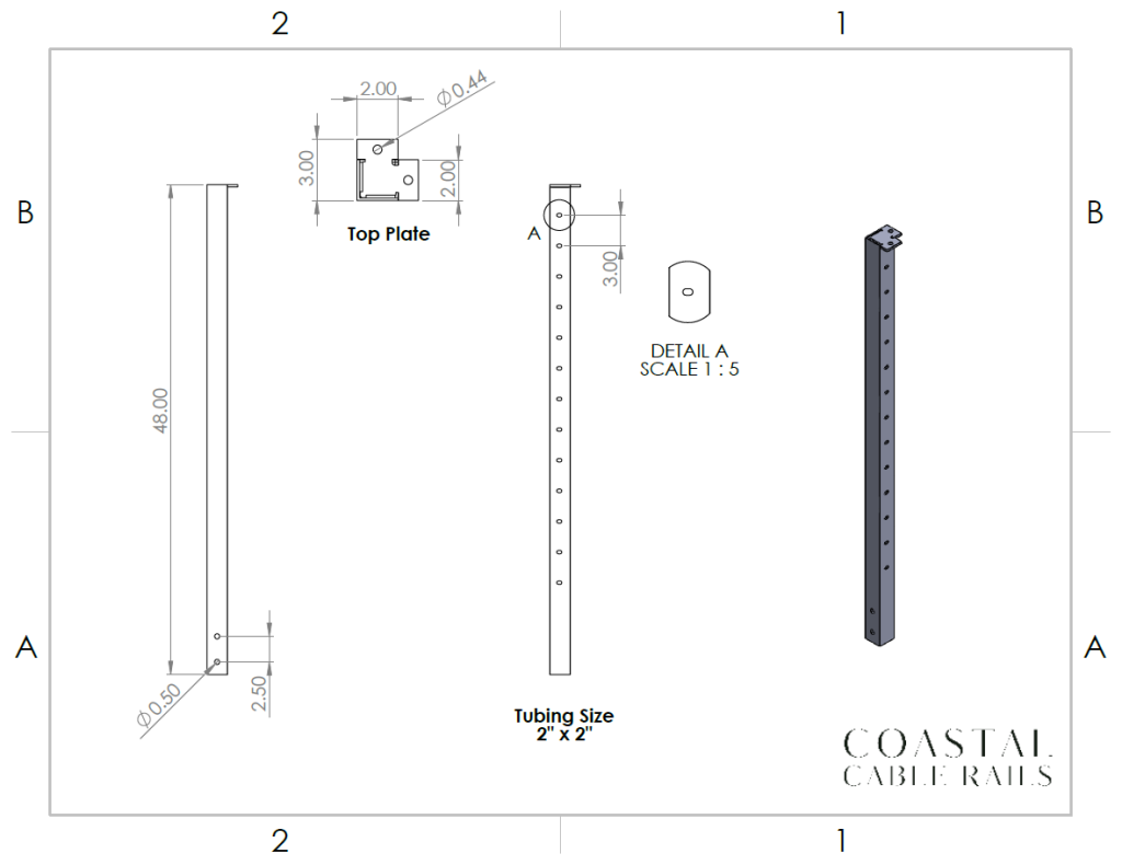 2″ Aluminum Corner – Cable Rail - Coastal Cable Rails