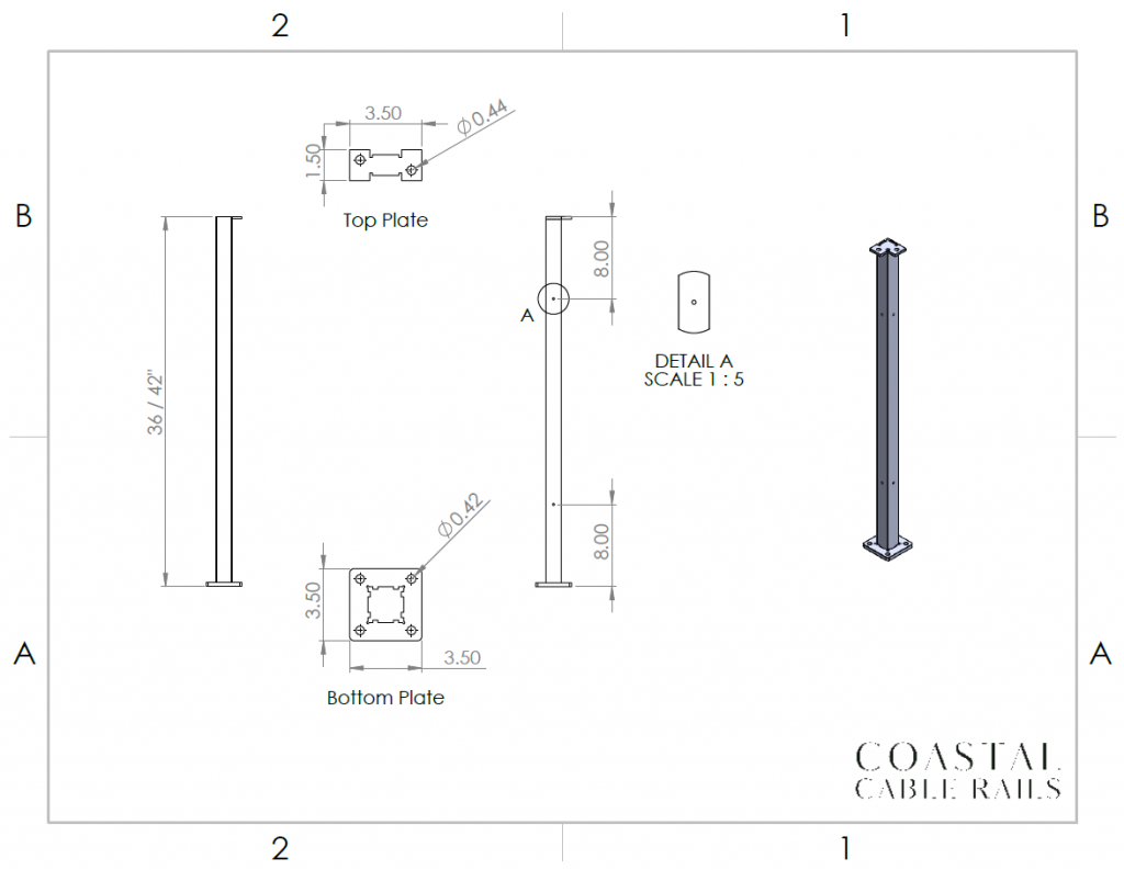 1.5″ Stainless Steel Corner – Glass Rail - Coastal Cable Rails